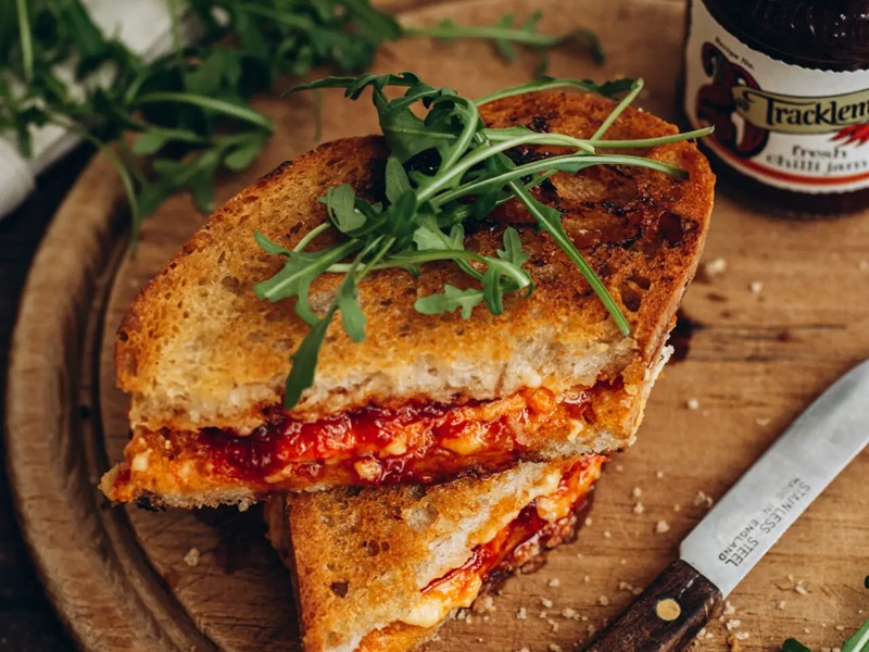 Cheese Toastie with Tracklements Fresh Chilli Jam - Pong Cheese
